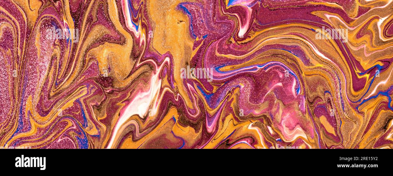 Abstract fluid art background light purple and golden colors. Liquid ...