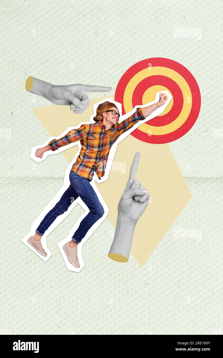 Vertical collage illustration of funny businessman running fist ...