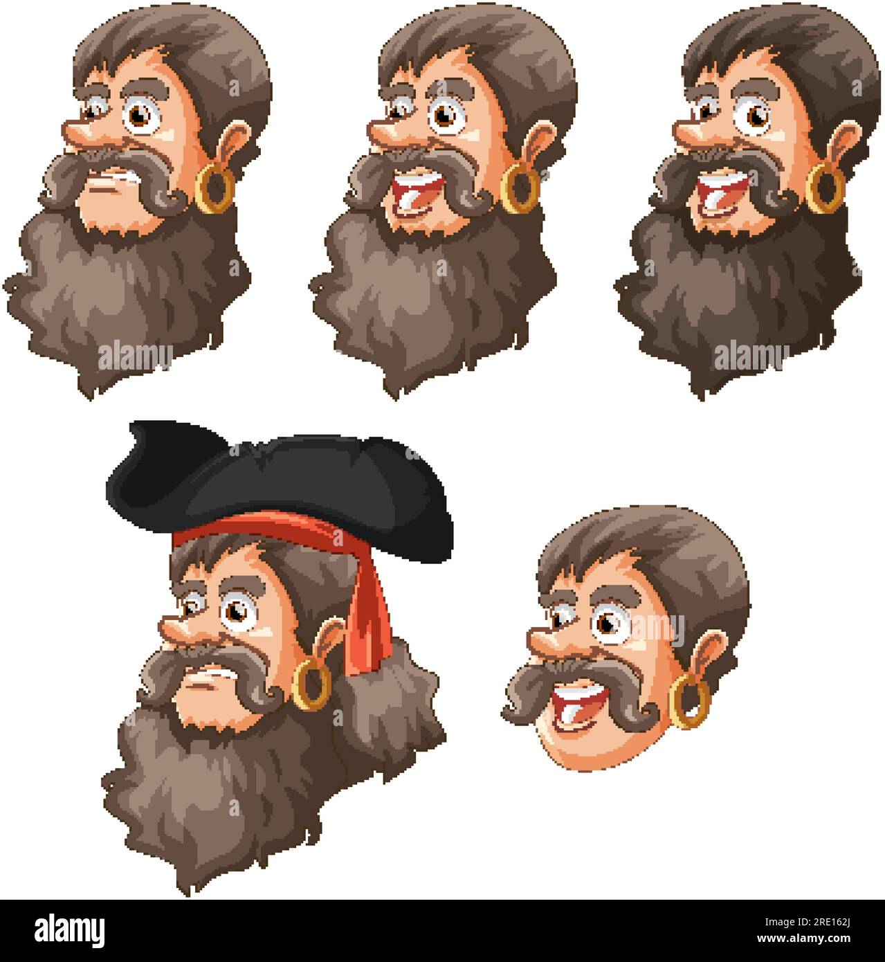 Set of pirate head cartoon illustration Stock Vector Image & Art - Alamy
