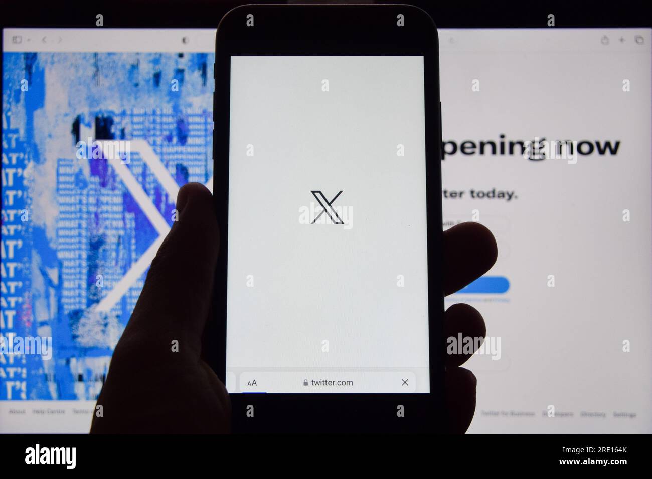 London, UK. 24th July 2023. Elon Musk rebrands the Twitter bird logo to ...