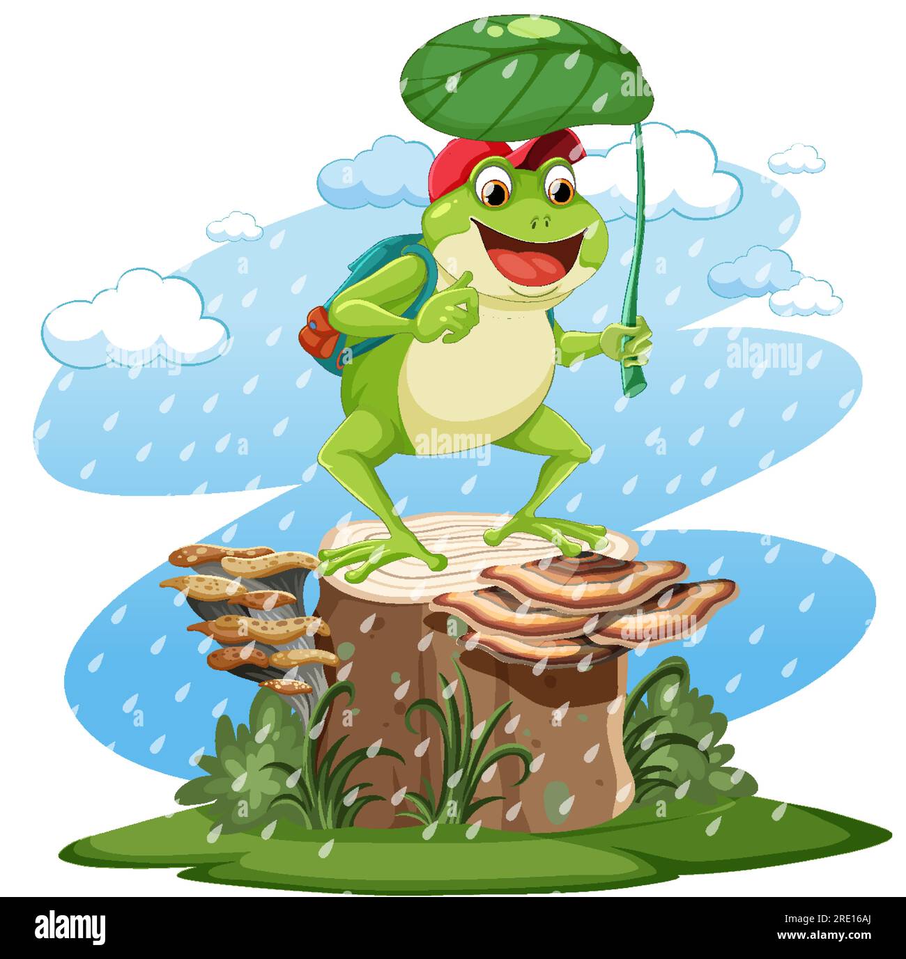 Illustration cartoon frog umbrella Stock Vector Images - Alamy