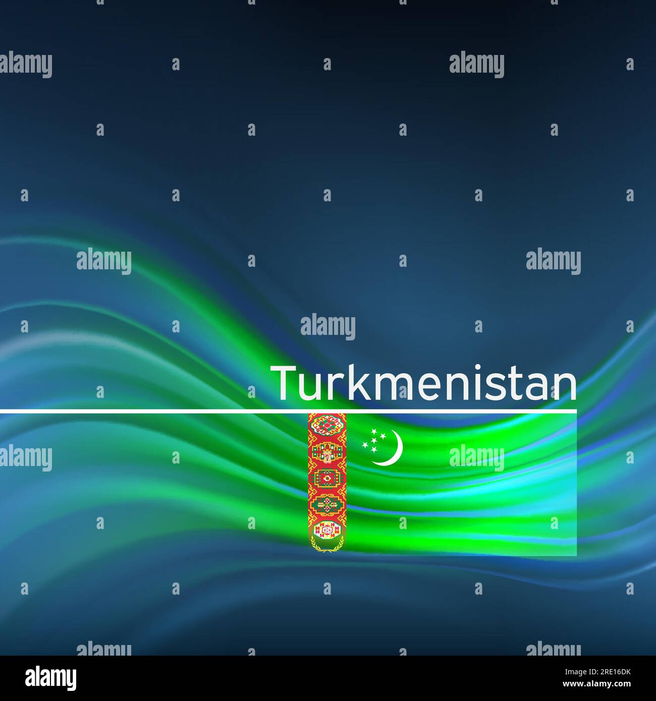 Turkmenistan flag background. Abstract tajik flag in blue sky. National ...