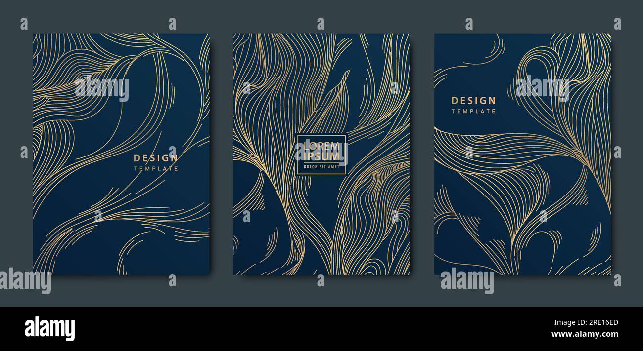 Vector japanese line texture patterns, luxury covers, hand drawn ...