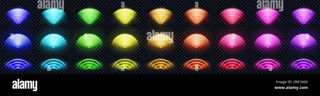 3d wifi neon light technology wireless signal. Abstract wave vector ...