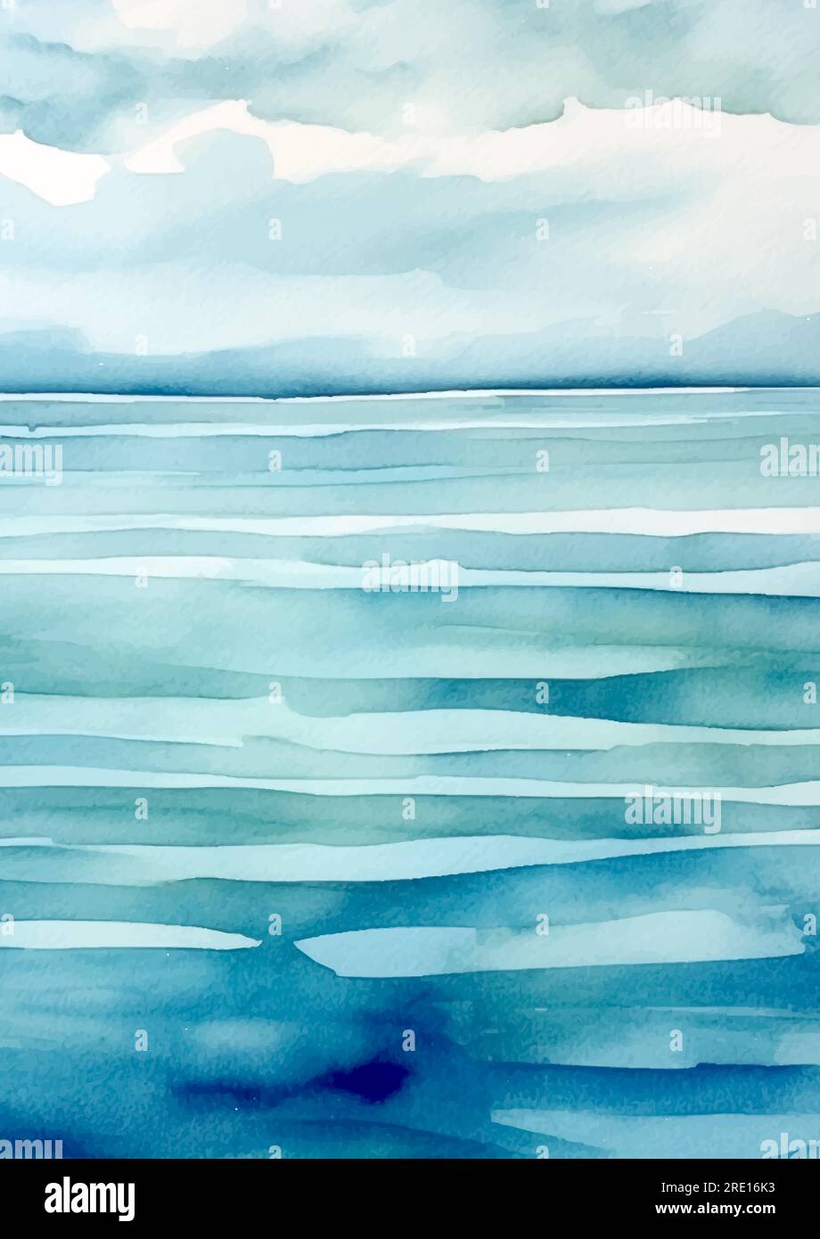 minimal abstract hand painted watercolour seascape background design ...