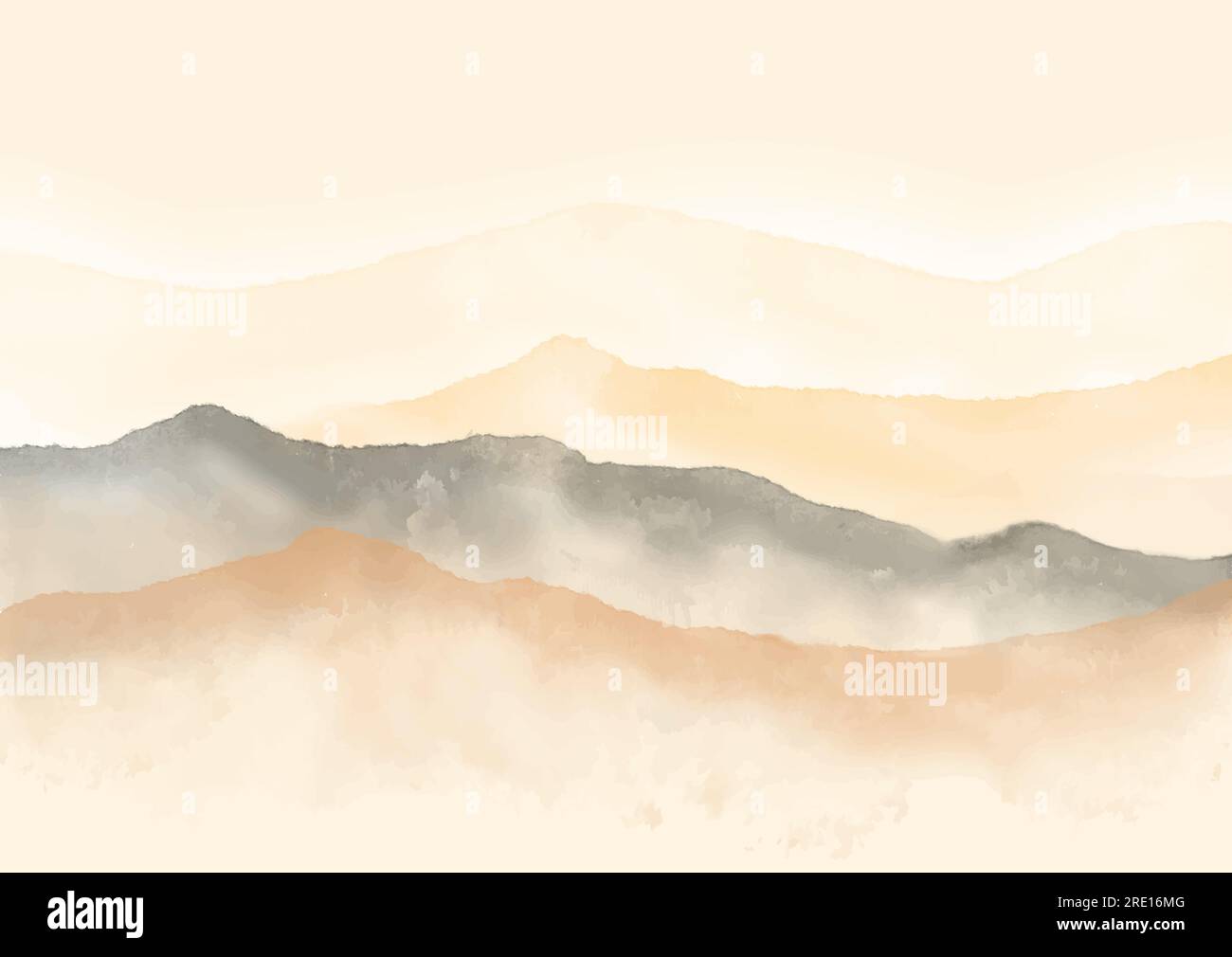 Minimal hand painted watercolour landscape background in neutral ...