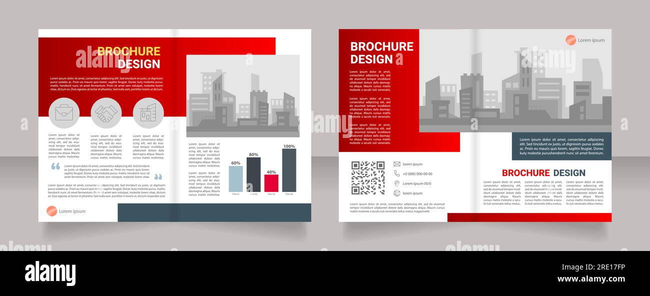 Collaboration between architects red blank brochure design Stock Vector ...