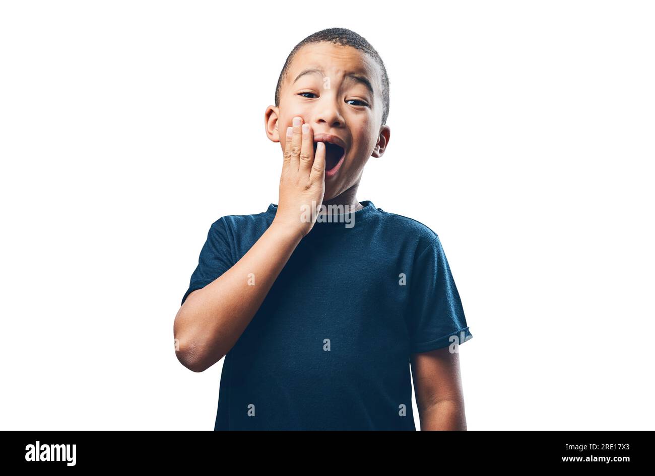 Young boy, happy surprise in portrait and amazed with facial expression ...