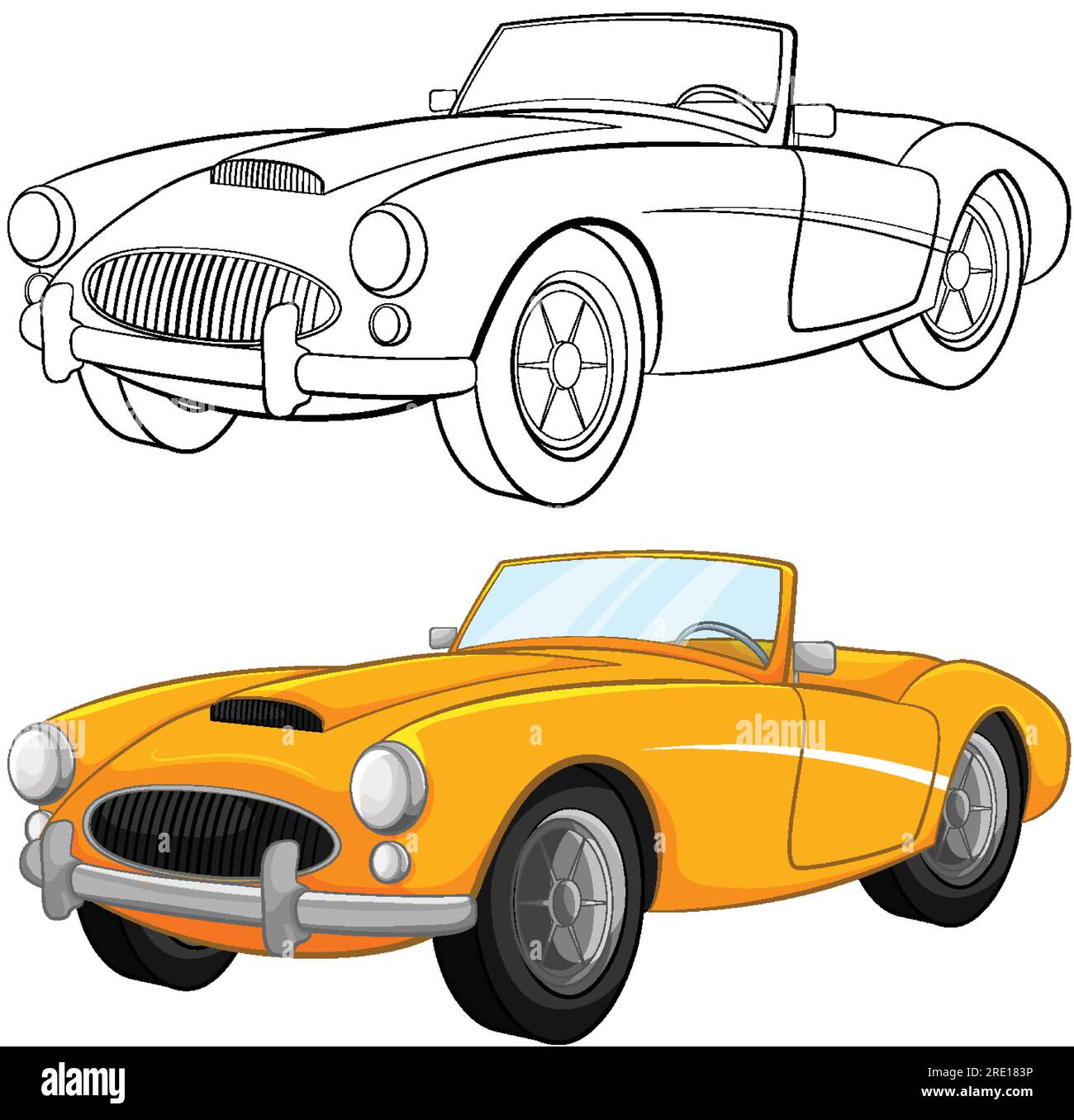 Isolated on white, this vector illustration of a vintage yellow ...