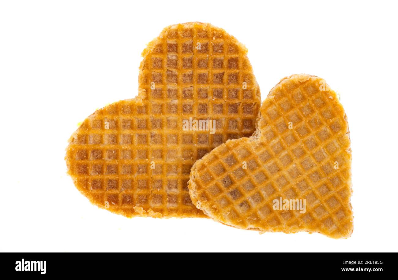 dutch waffle heart isolated on white background Stock Photo - Alamy