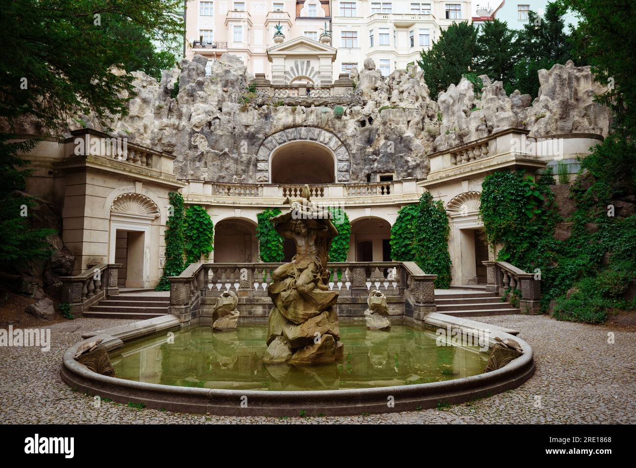 Statue of Neptune, Grotta fountain in Grebovka, Havlicek Gardens ...