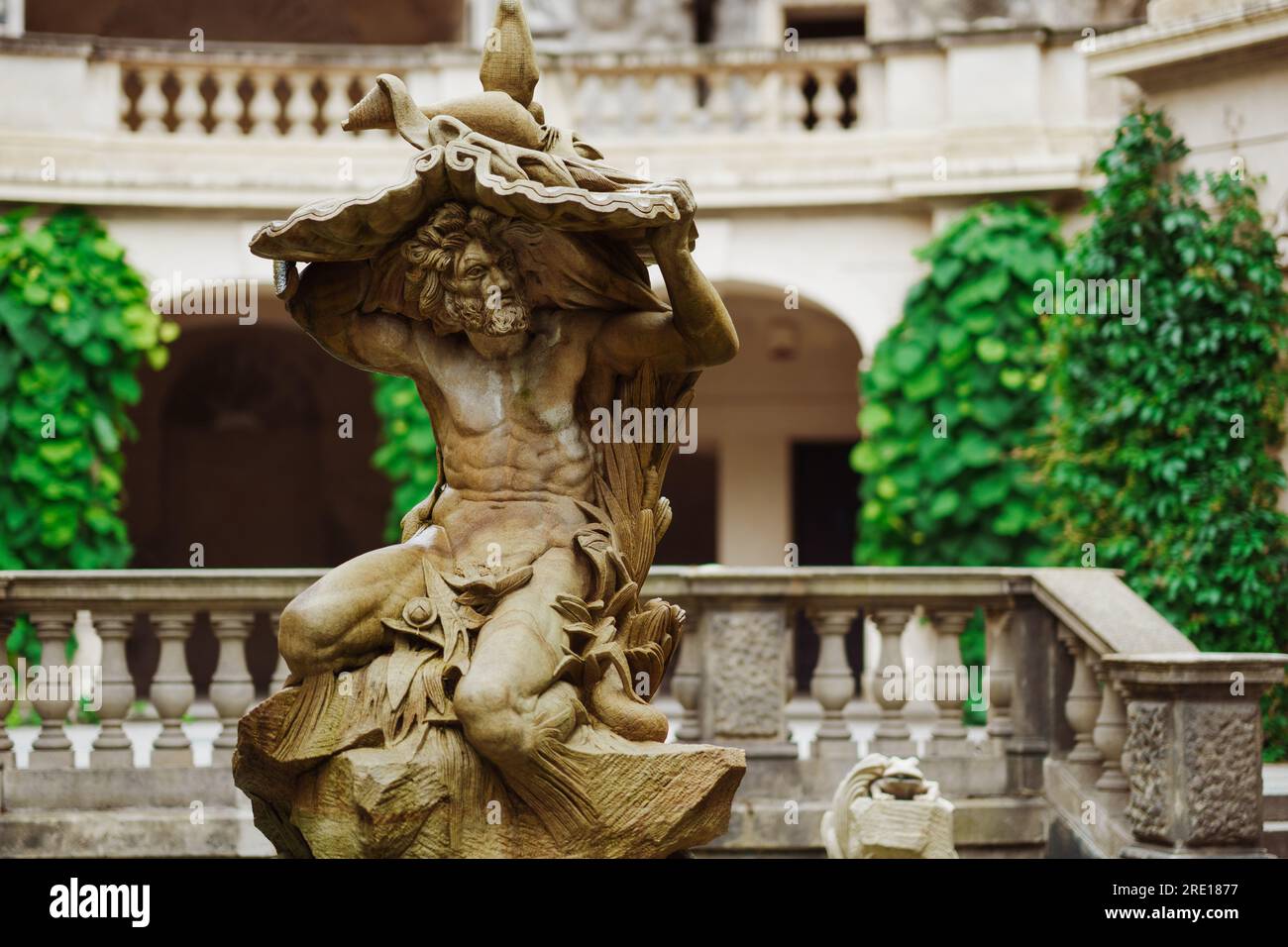 Statue of Neptune, Grotta fountain in Grebovka, Havlicek Gardens ...