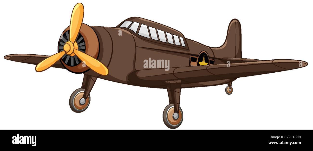 A vector cartoon illustration of a classic vintage aircraft, isolated ...