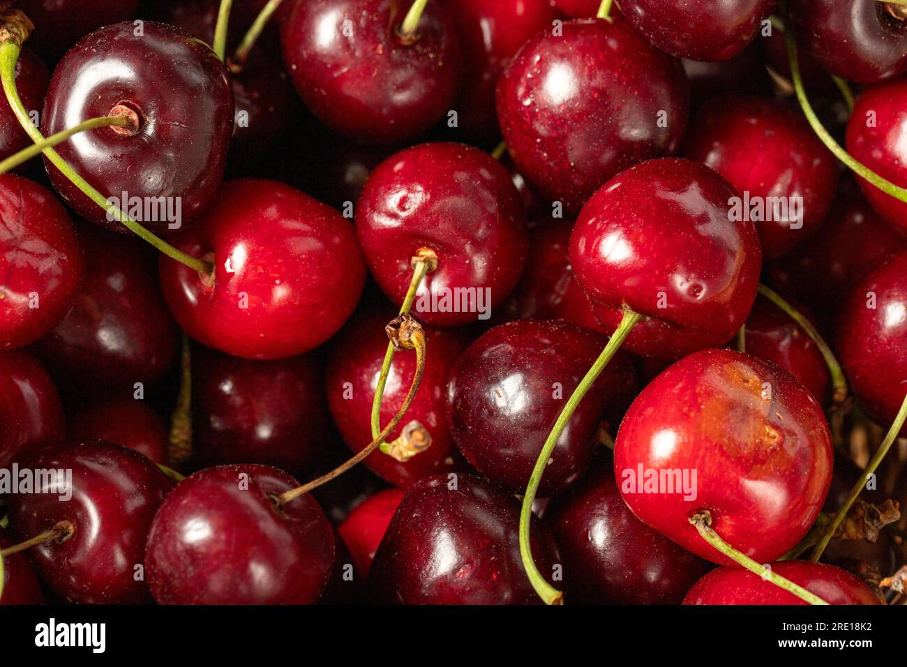Close-up cherry. Fresh cherry food background. Healthy and fresh fruit ...