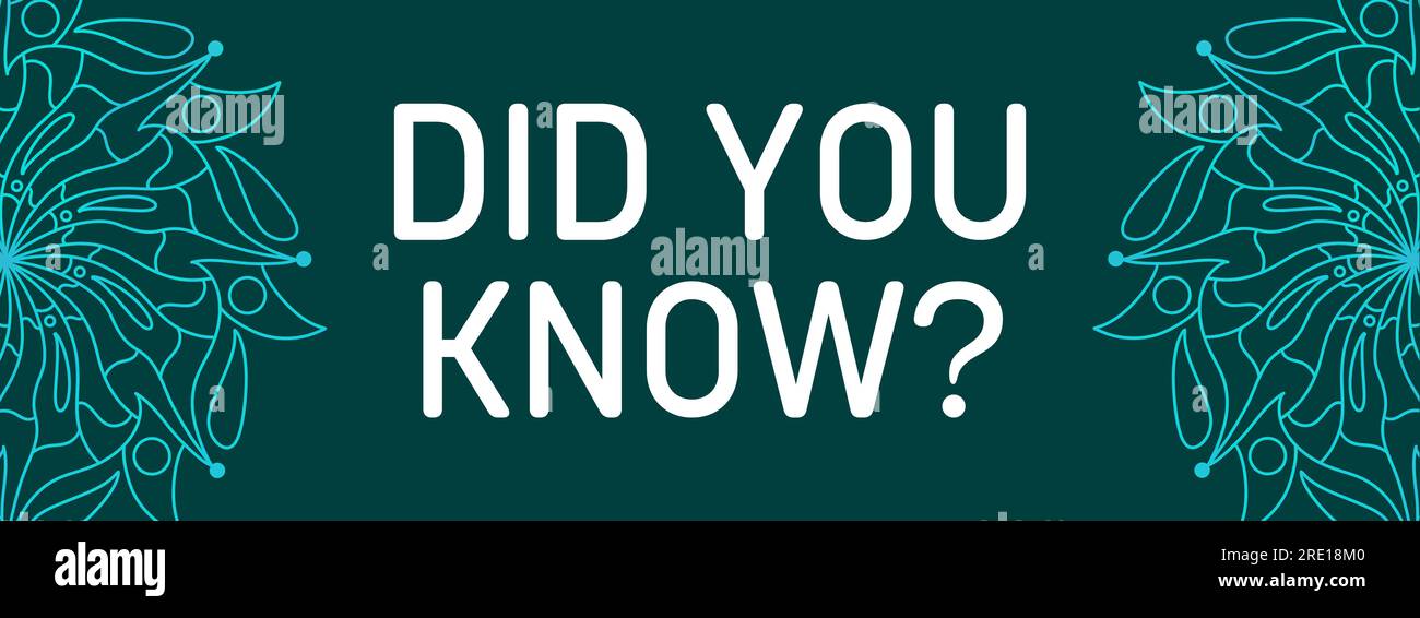 Did You Know Turquoise Mandala Design Element Horizontal Left Right ...