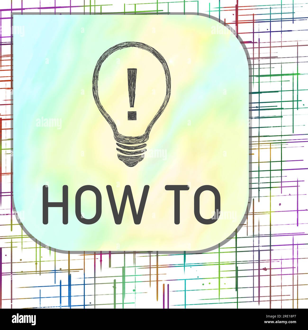 How To Bulb Colorful Lines Scratches Rounded Square Text Corner Stock ...