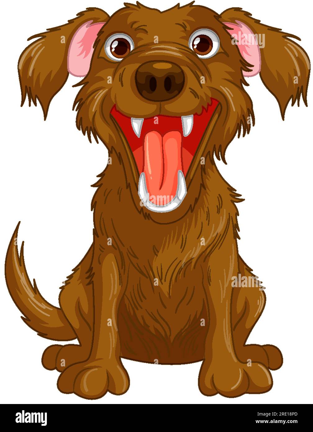 A cartoon illustration of a brown dog with a wide, toothy smile ...