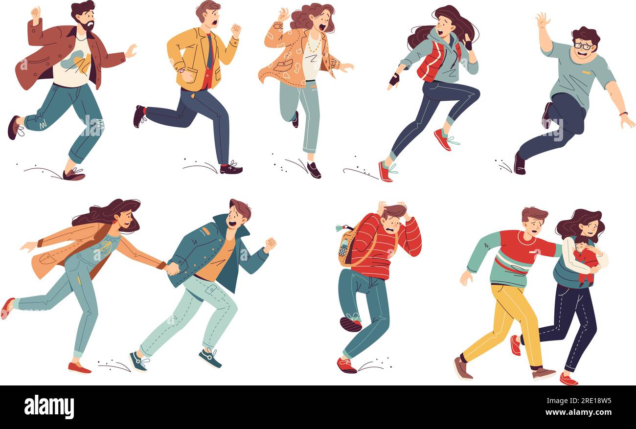 Couple running scared Stock Vector Images - Alamy