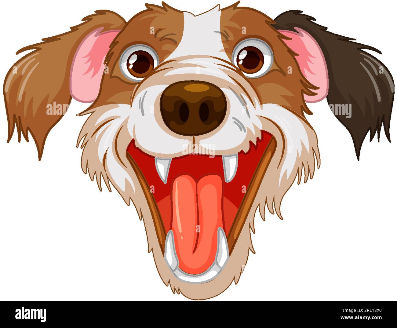 A cartoon illustration of a happy dog with an open mouth and sharp ...