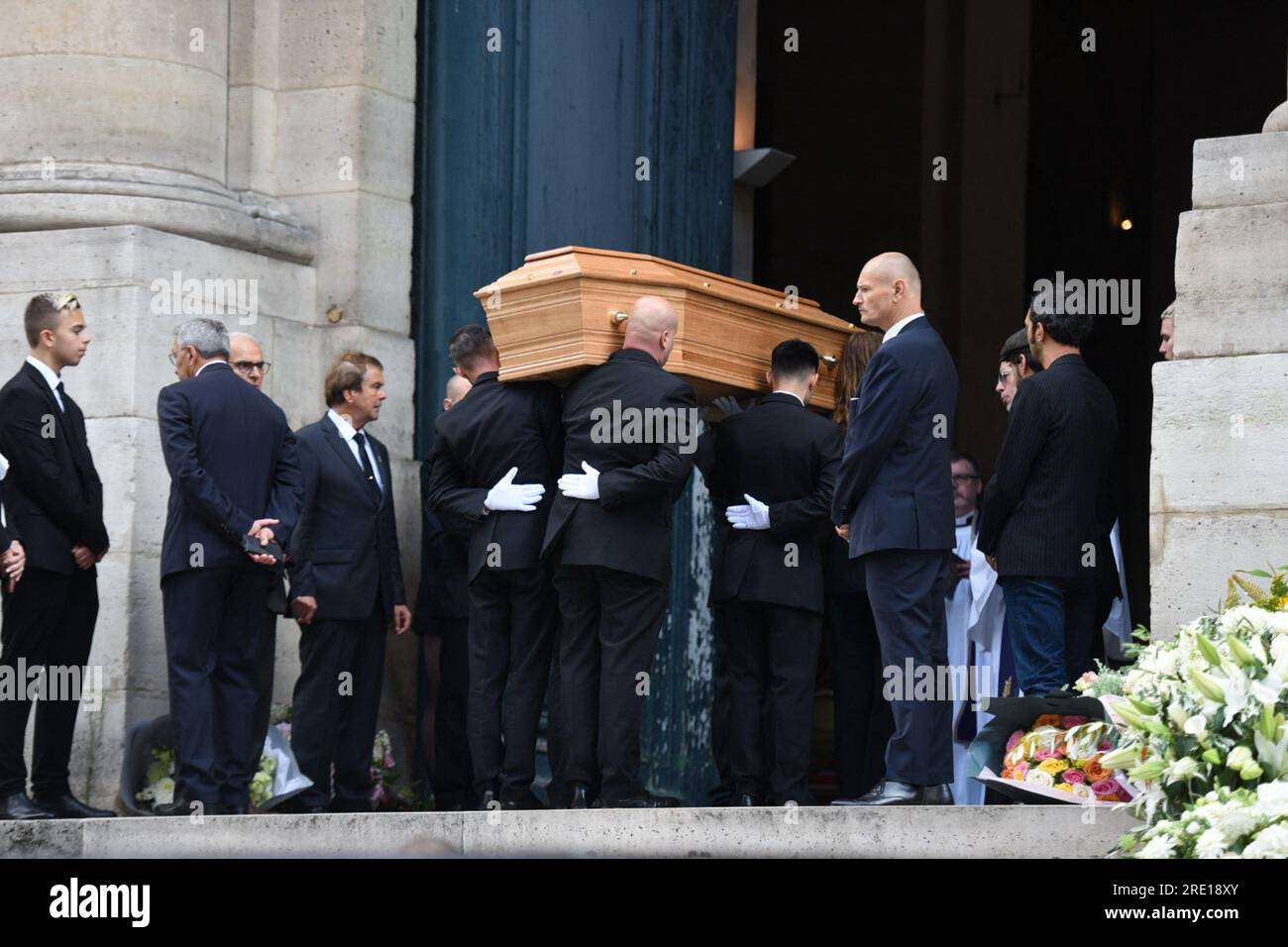 Paris, France. 24th July, 2023. The coffin during the funeral at Saint ...