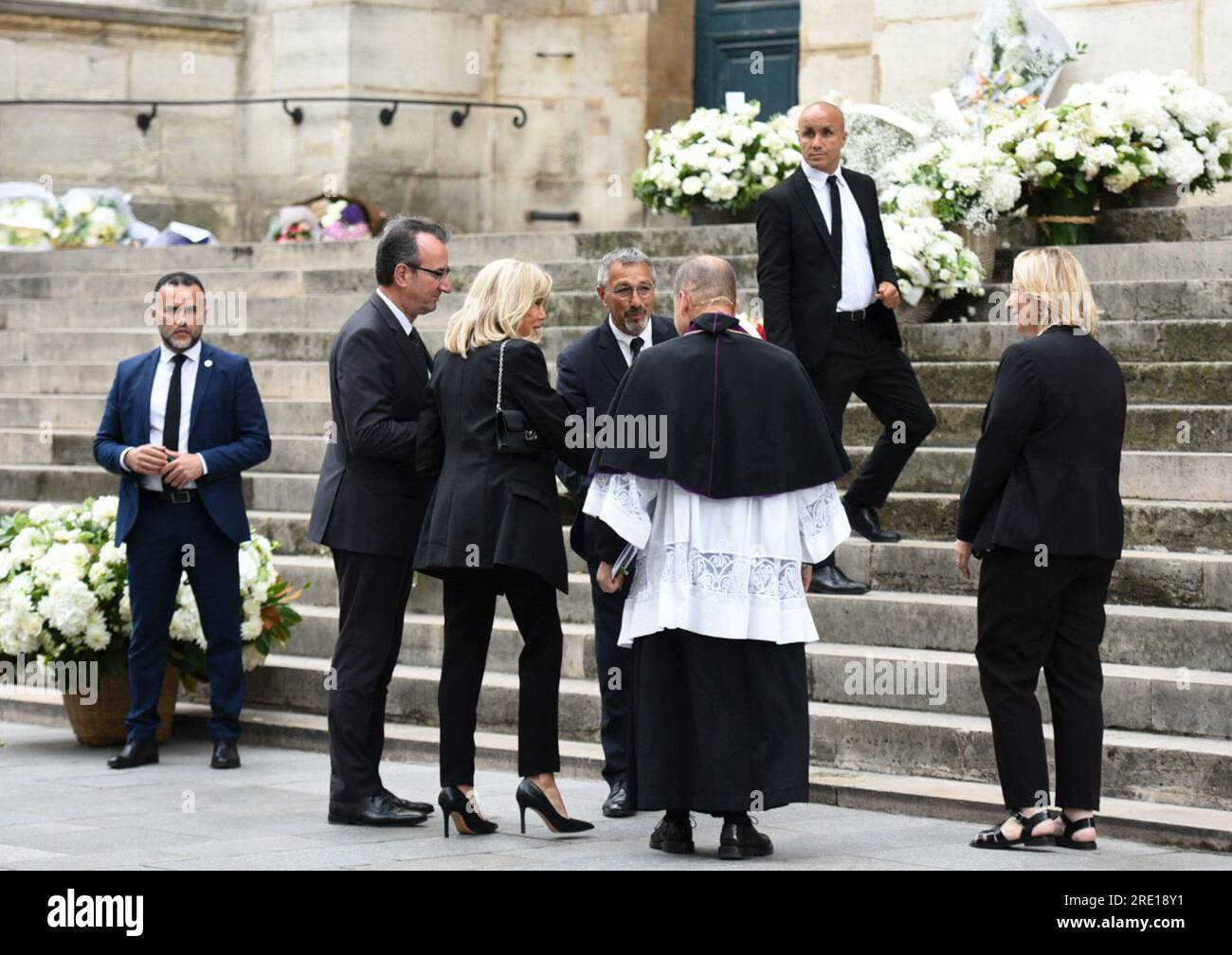 Paris, France. 24th July, 2023. Brigitte Macron during the funeral of ...