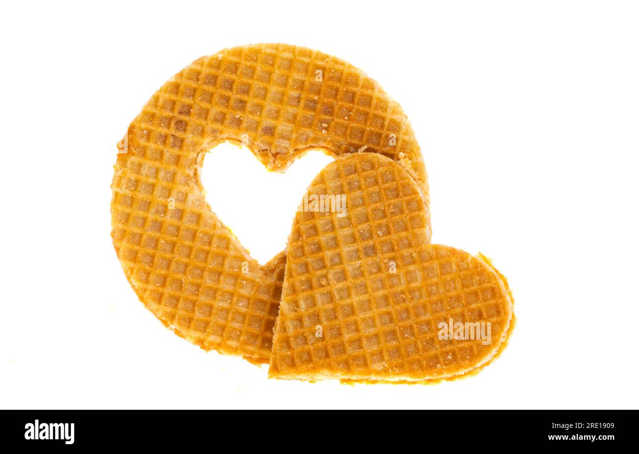 heart from dutch waffles isolated on white background Stock Photo - Alamy
