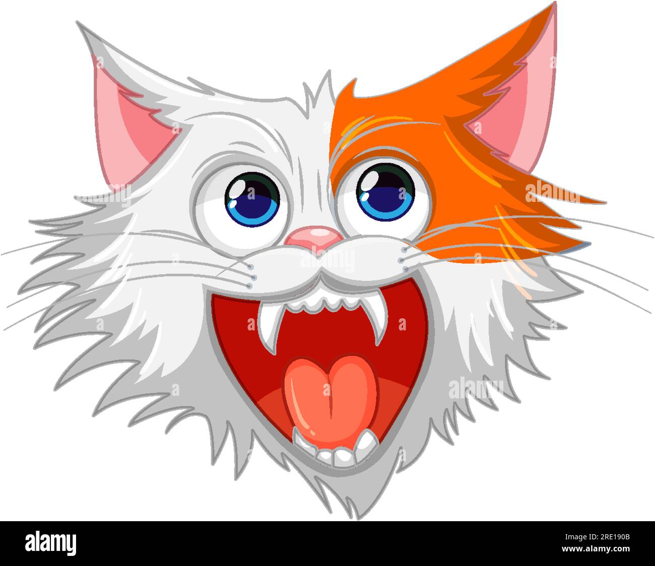 A vector cartoon illustration of a ferocious cat, isolated on a white ...