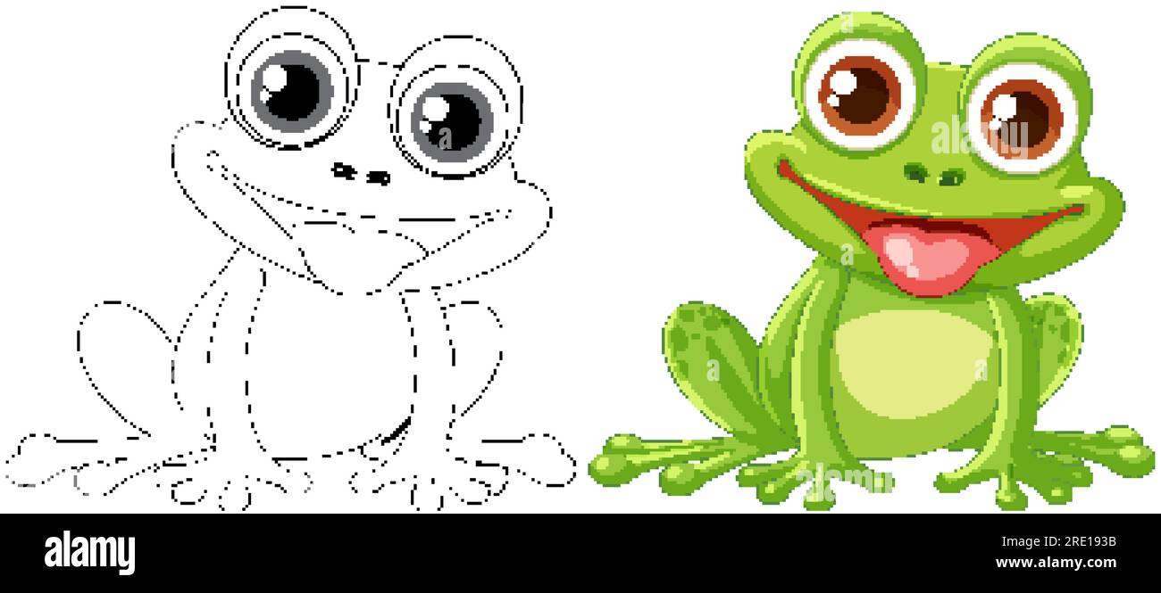 Cute green frog cartoon illustration Stock Vector Image & Art - Alamy