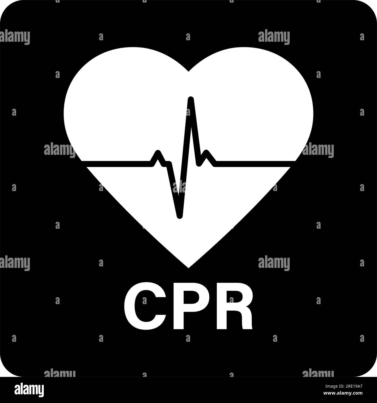CPR cardiopulmonary resuscitation icon with heart and heartbeat Stock ...