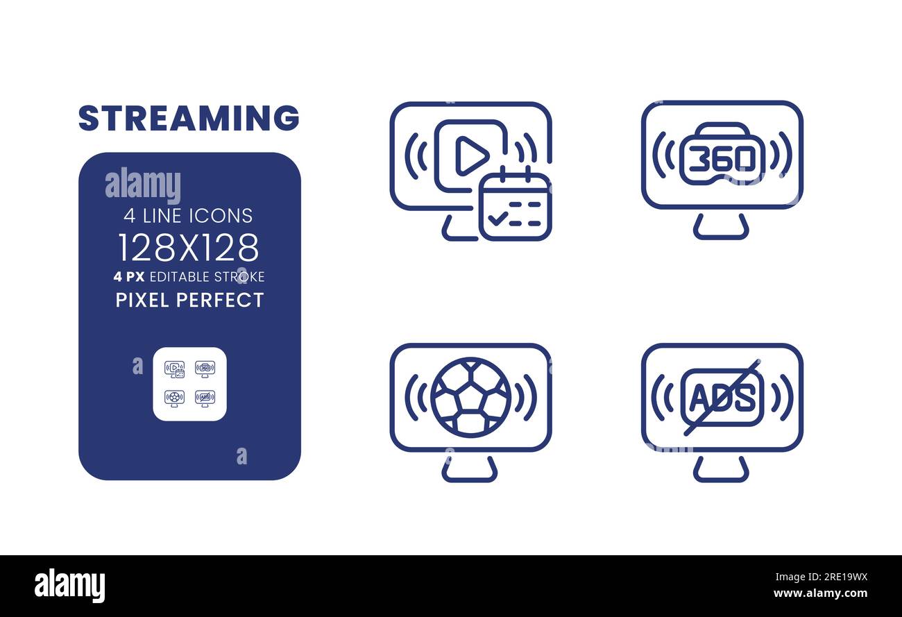 Streaming linear desktop icons set Stock Vector Image & Art - Alamy