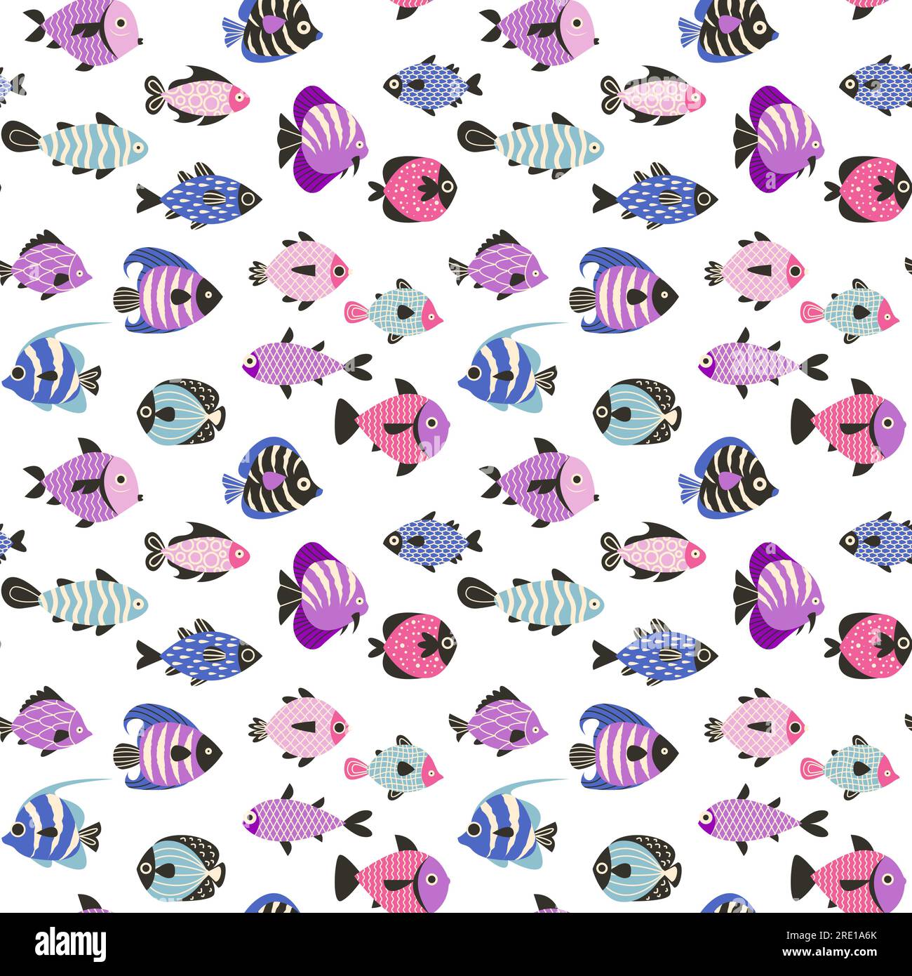 Colorful fish pattern. Seamless print of marine animals swimming ...