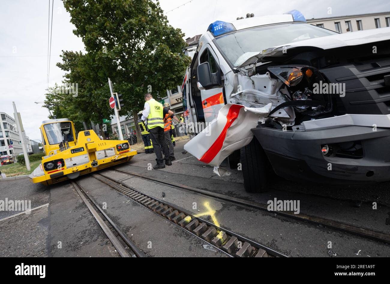 Stuttgart, Germany. 24th July, 2023. The rack railroad and an ambulance ...