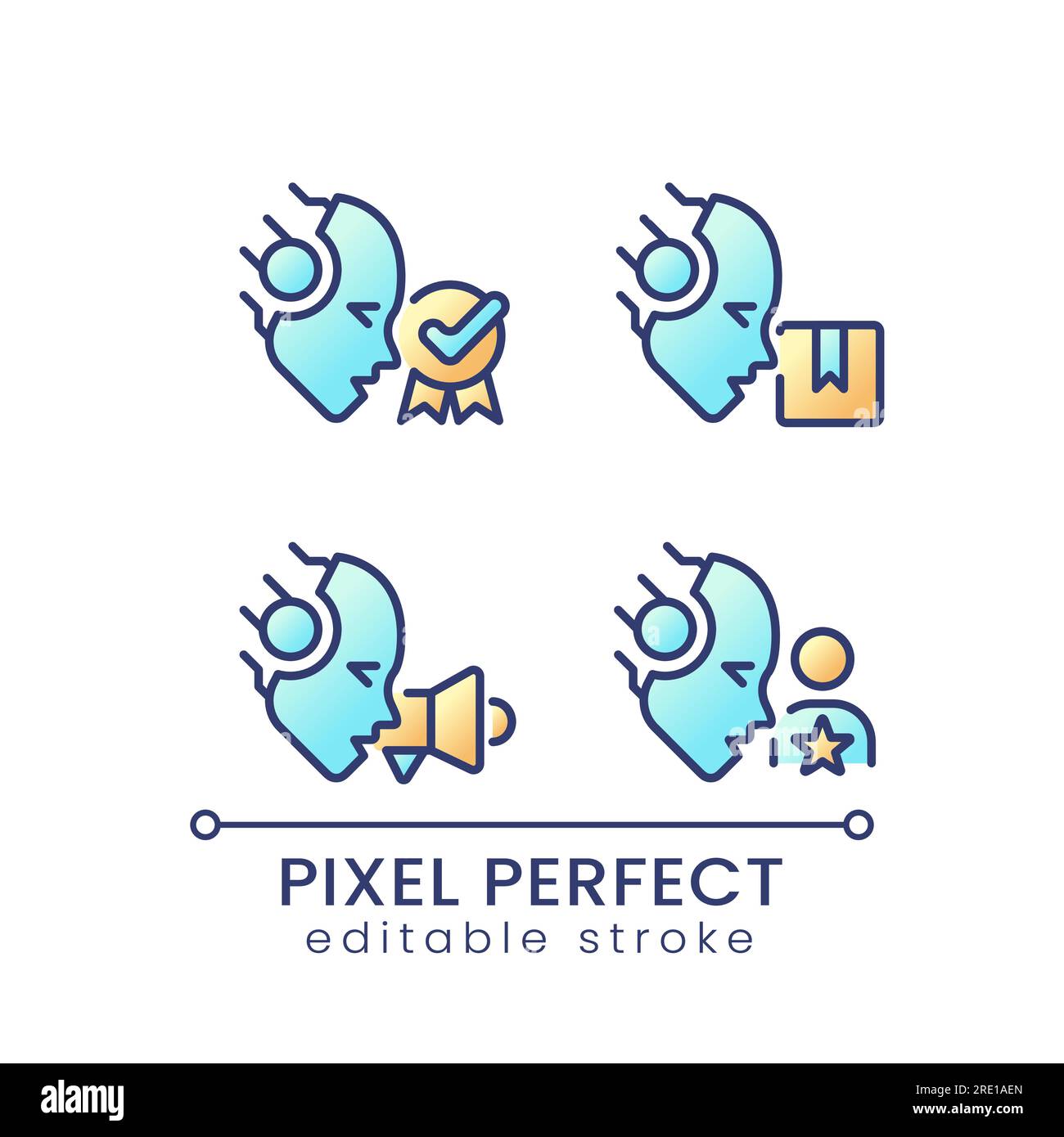 Artificial intelligence in business pixel perfect color gradient icons set Stock Vector Image ...