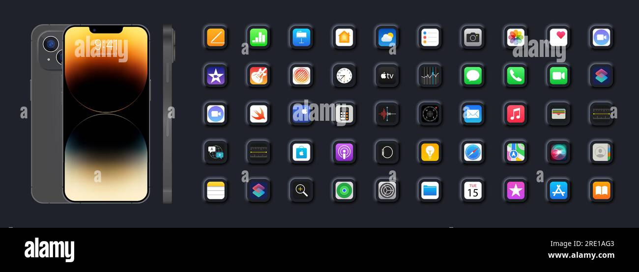 Black Iphone 15. Apple mockup. Apple interface. Apple apps. Apple logo ...