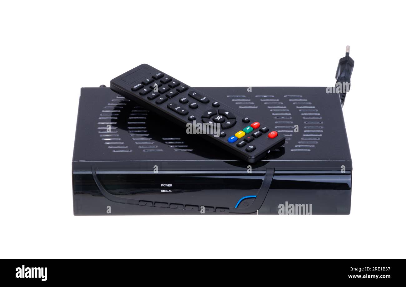 television tuner with remote control isolated on white background Stock ...