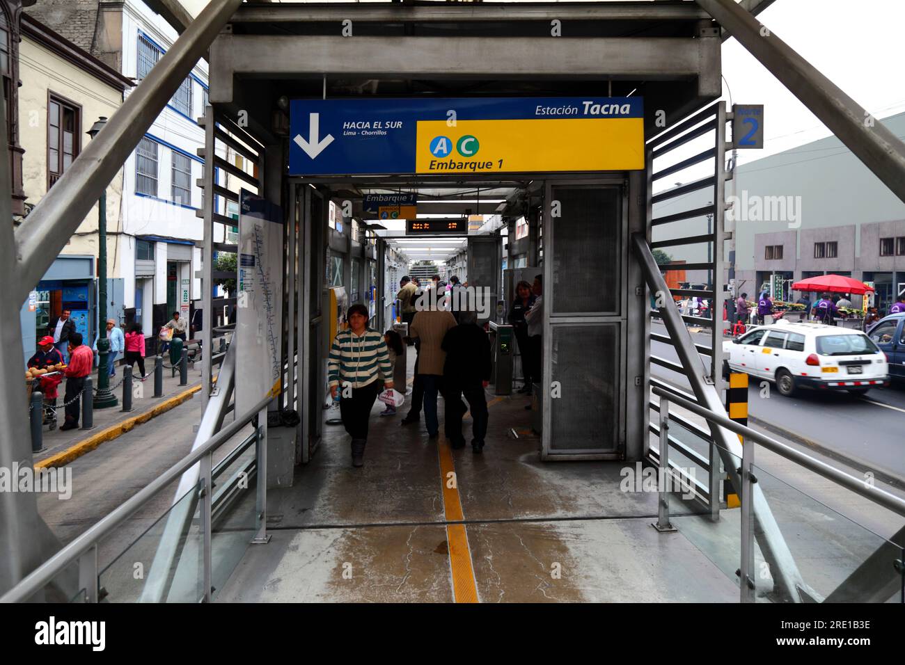 Estacion Tacna public bus stop, part of the El Metropolitano rapid ...