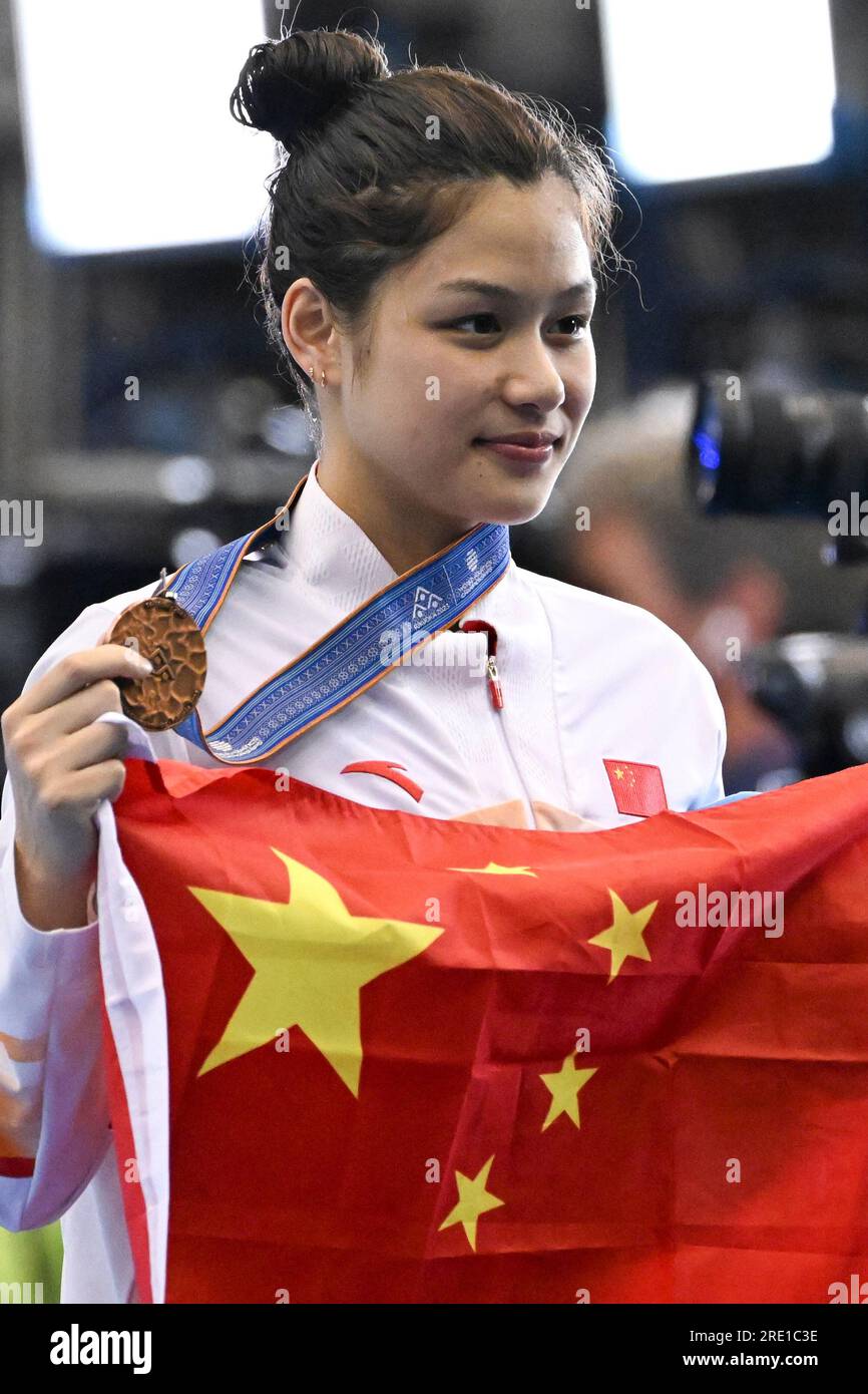 Fukuoka, Japan. 24th July, 2023. Bronze medalist Yu Yiting of China ...