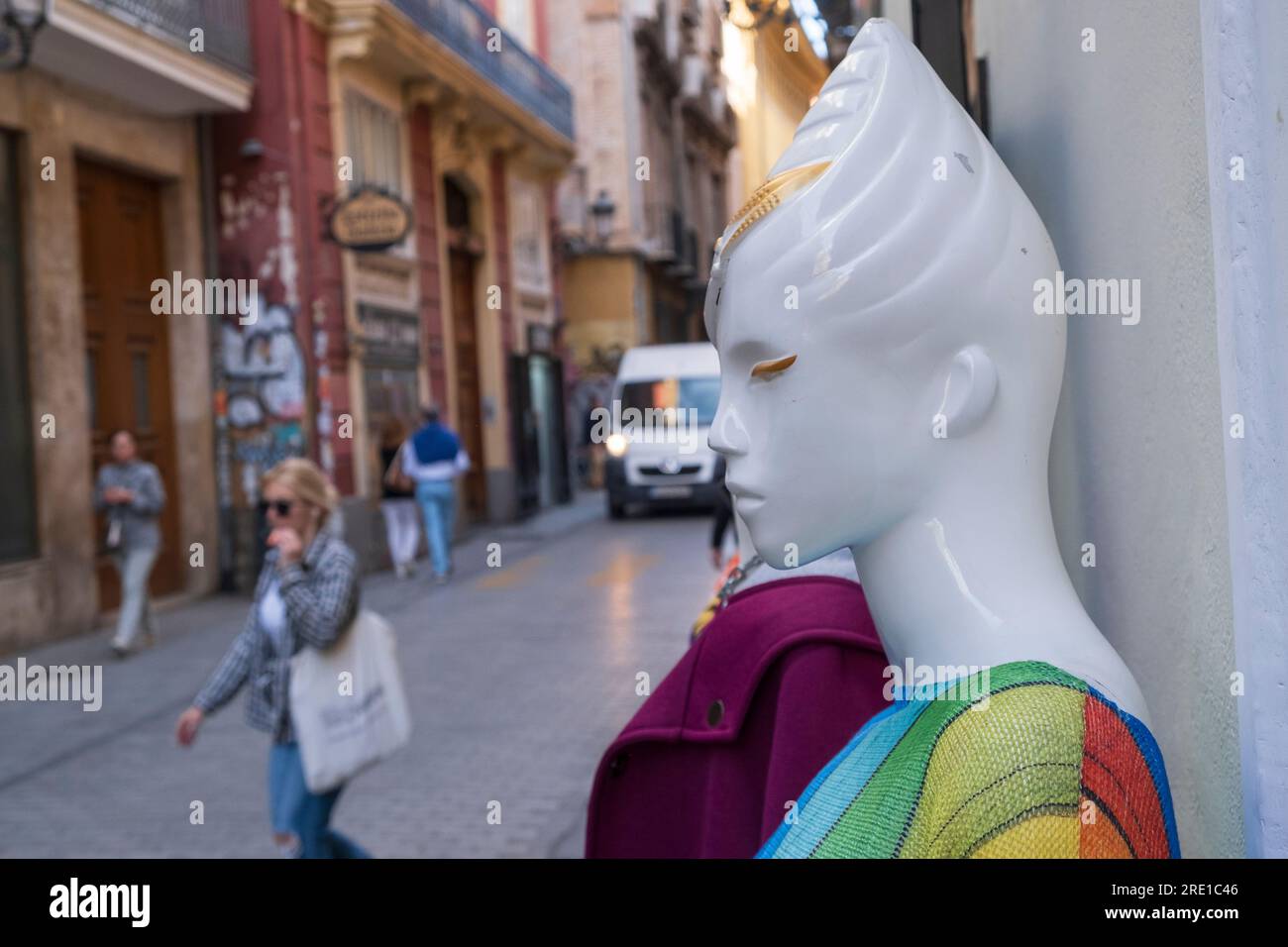 Street scene from the old town in Valencia Stock Photo - Alamy