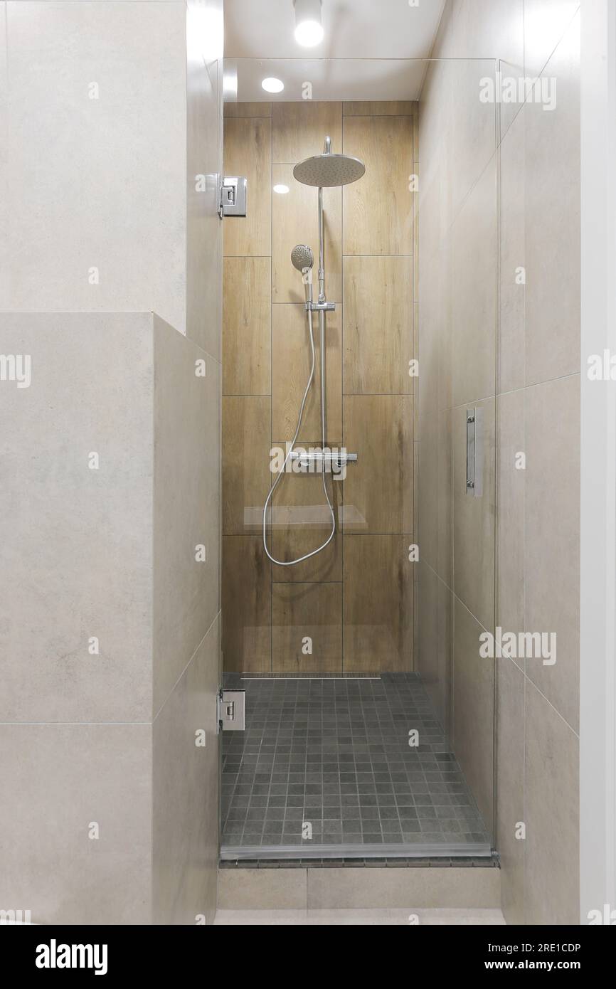 Shower system in the shower room interior Stock Photo - Alamy