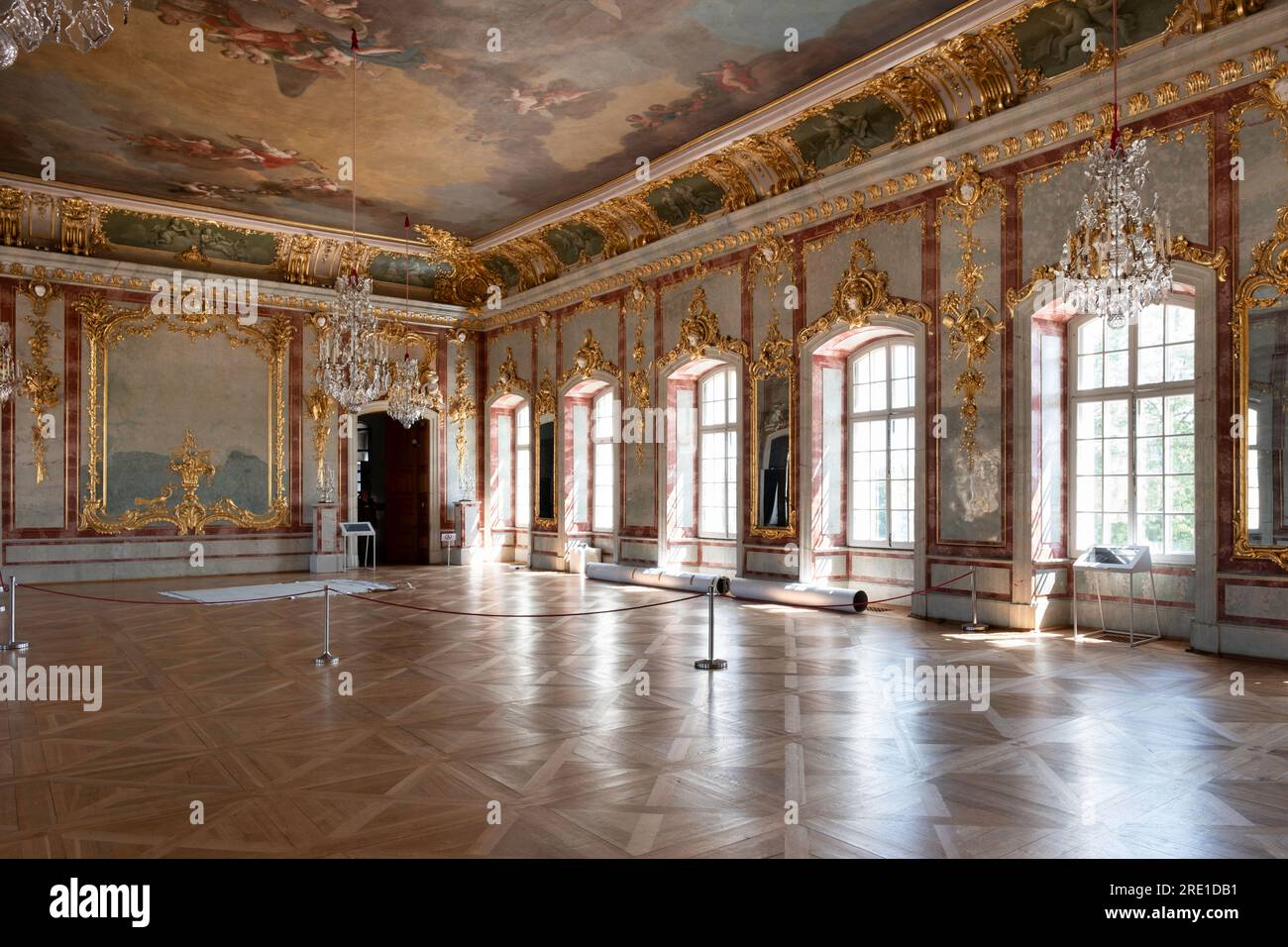 Rundāle Palace interior and details. Richly decorated Gold Hall with ...