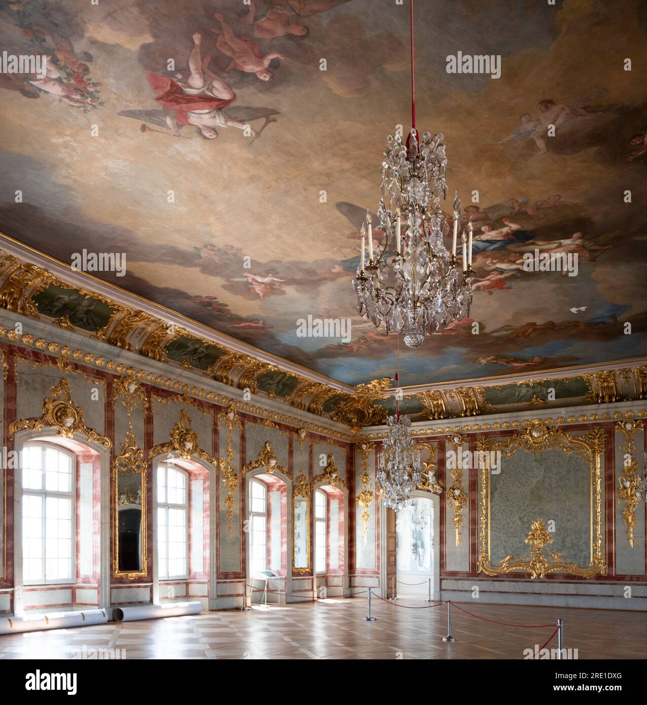 Rundāle Palace interior and details. Richly decorated Gold Hall with ...