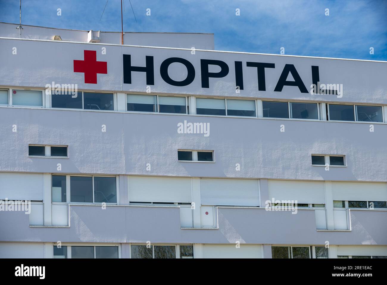 Facade of a Red Cross hospital in Bois Guillaume (northern France): red ...
