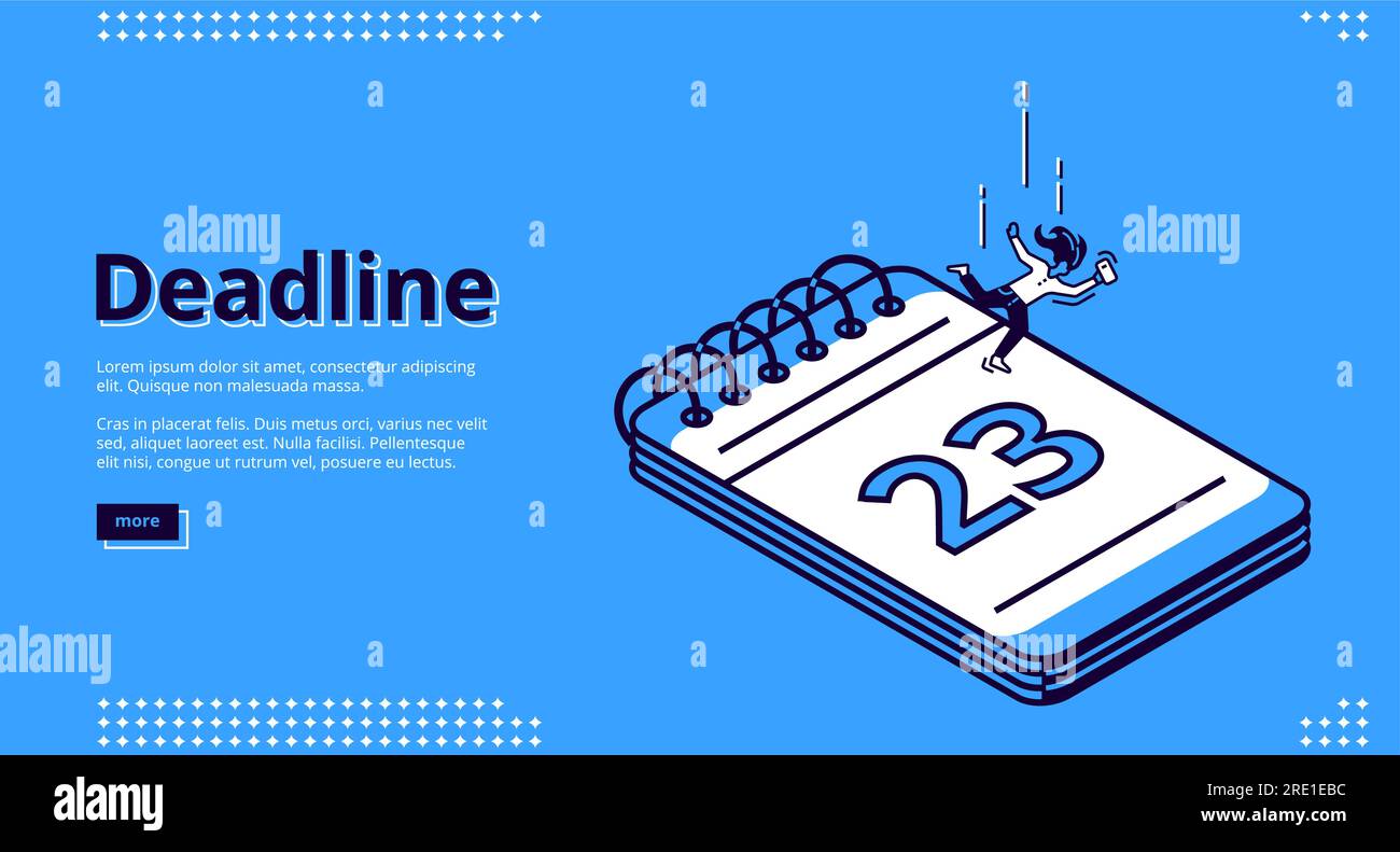 Deadline isometric landing page, Large note pad calendar with impotant ...
