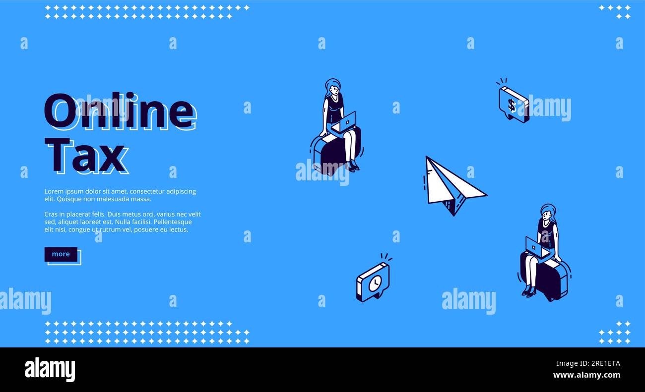 Online tax banner. Mobile payment concept. Vector landing page of ...