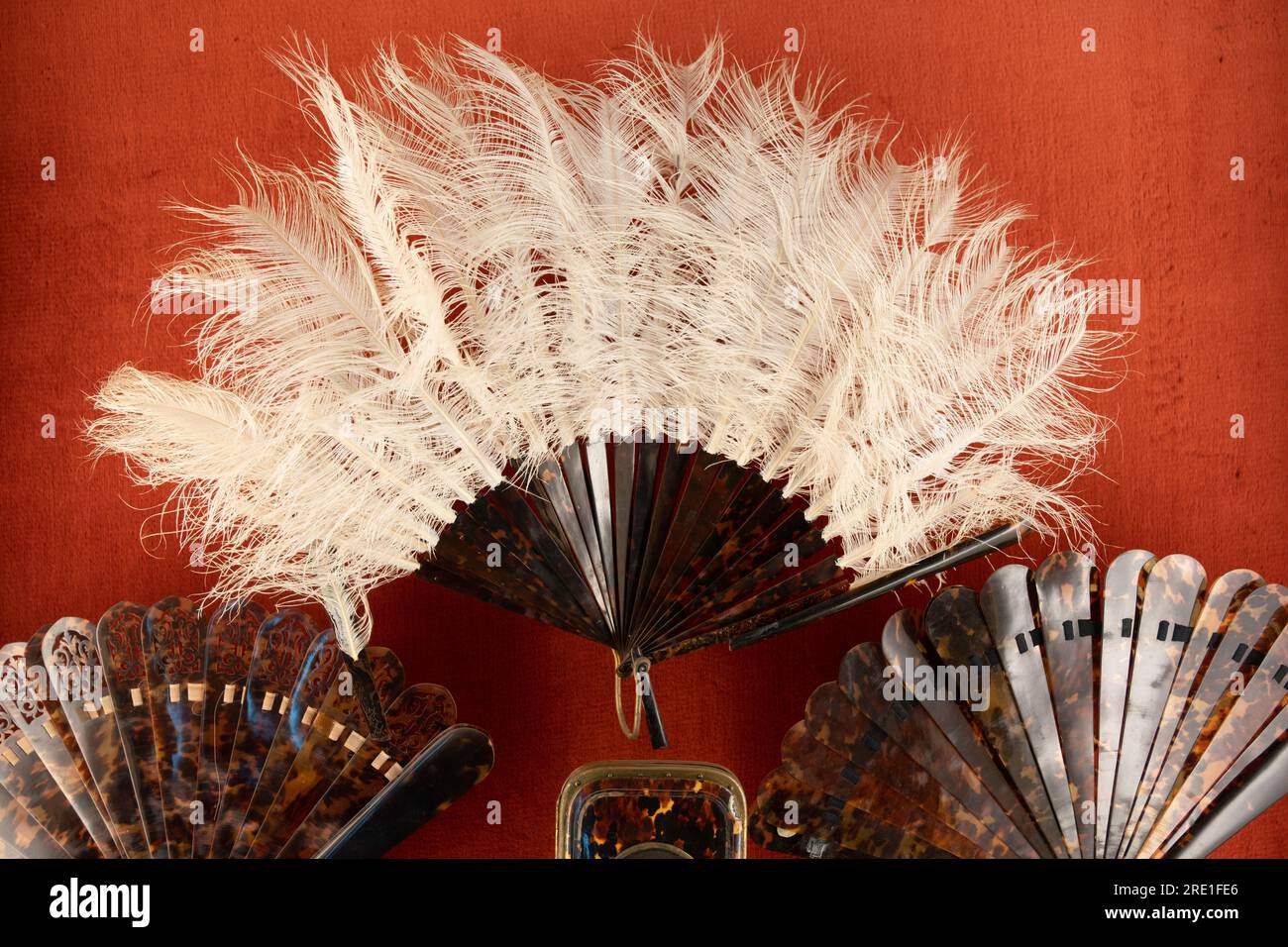 Antique Feather hand fan among some other hand fans in the Trakai ...