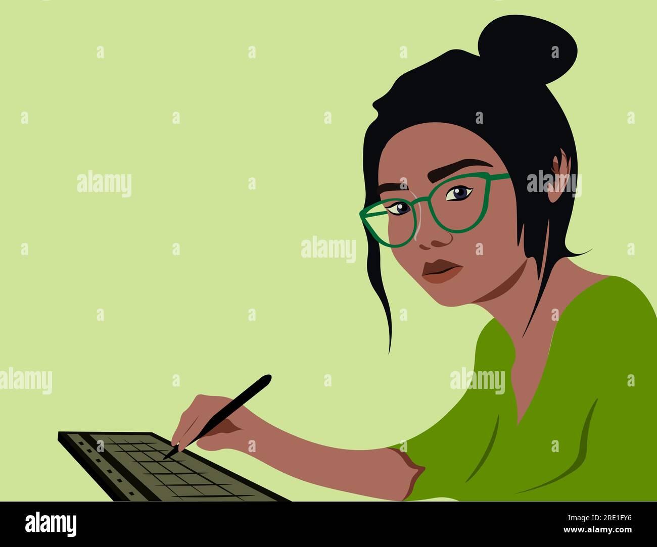 Digital Artistry: Freelance Illustrator at Work Stock Vector Image ...