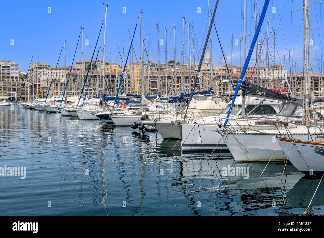The Old Port of Marseille, (Vieux Port de Marseille). A popular tourist ...
