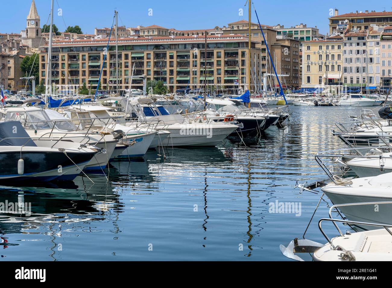 The Old Port of Marseille, (Vieux Port de Marseille). A popular tourist ...