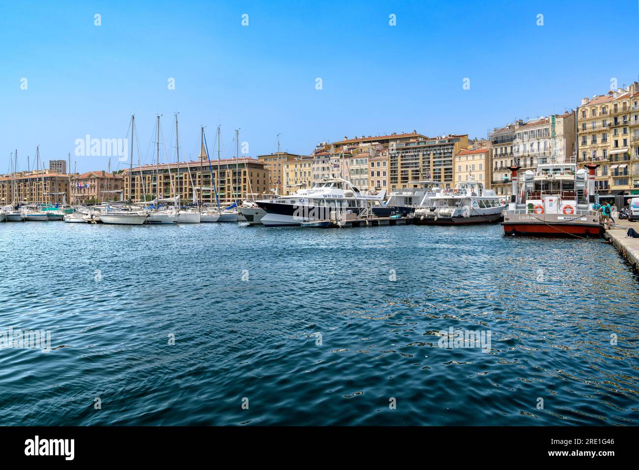 The Old Port of Marseille, (Vieux Port de Marseille). A popular tourist ...