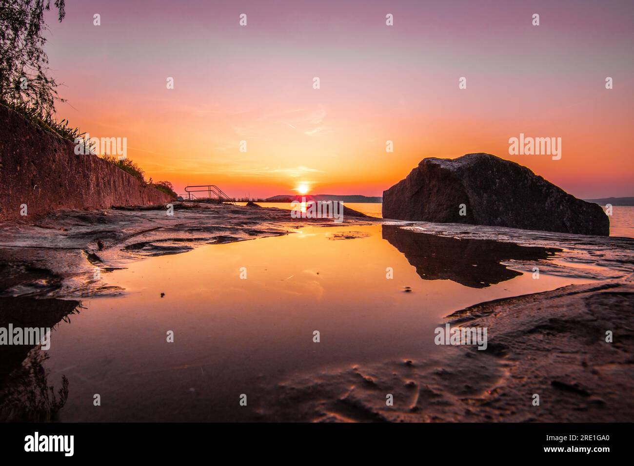 Balaton Siofok Hungary. Beautiful sunset at Lake Balaton, with ...